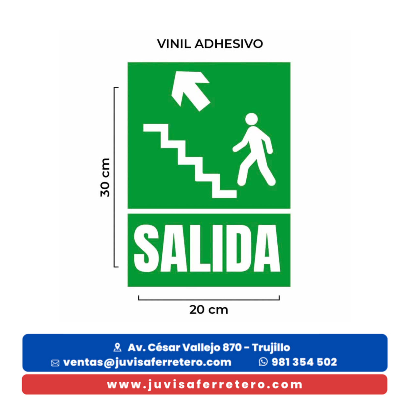 SEÑAL: EVACUACIÓN SALIDA ESCALERA ARRIBA IZQUIERDA – VINIL ADHESIVO ...