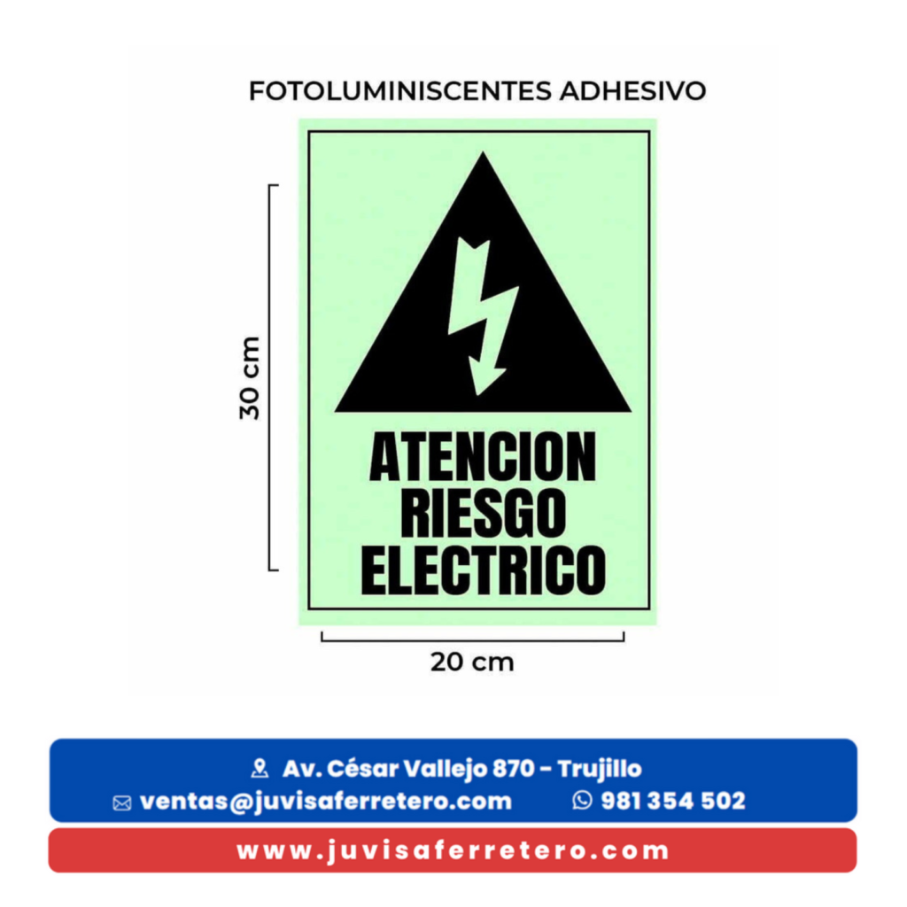 SEÑAL: ATENCIÓN RIESGO ELÉCTRICO – VINIL FOTOLUMINICENTE ADHESIVO 20X30 ...