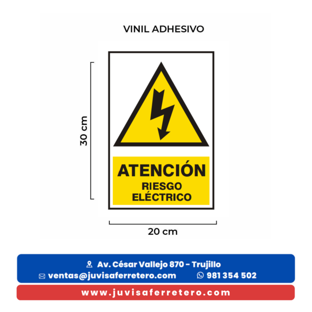 SEÑAL: ATENCIÓN RIESGO ELÉCTRICO – VINIL ADHESIVO 20X30 cm – JUVISA ...