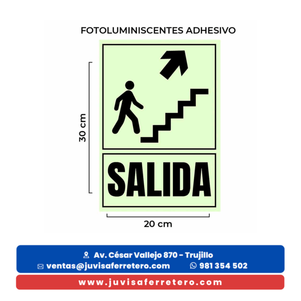 SEÑAL: SALIDA ESCALERA ARRIBA DERECHA – VINIL FOTOLUMINISCENTE ADHESIVO ...