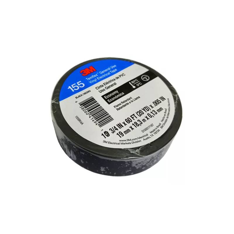 CINTA AISLANTE TEMFLEX 155 19MM X 18M NEGRA – JUVISA FERRETERO SAC